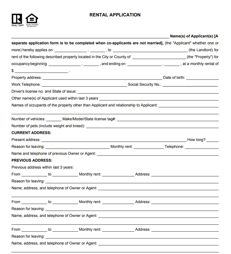 Rental Application - Monarch Property Management